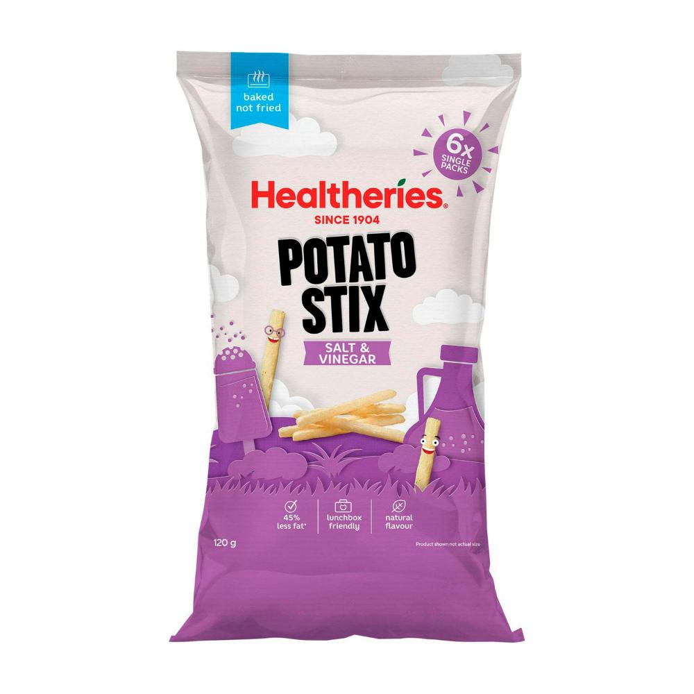 Buy Healtheries Potato Stix Salt And Vinegar 6 Pack 120g | Coles
