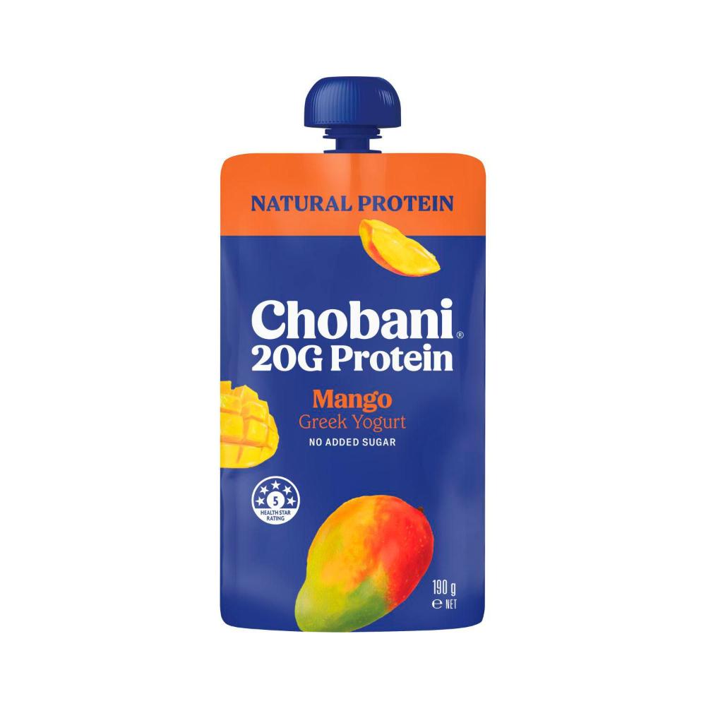 Buy Chobani 20g Protein Greek Yogurt Pouch Mango 190g | Coles