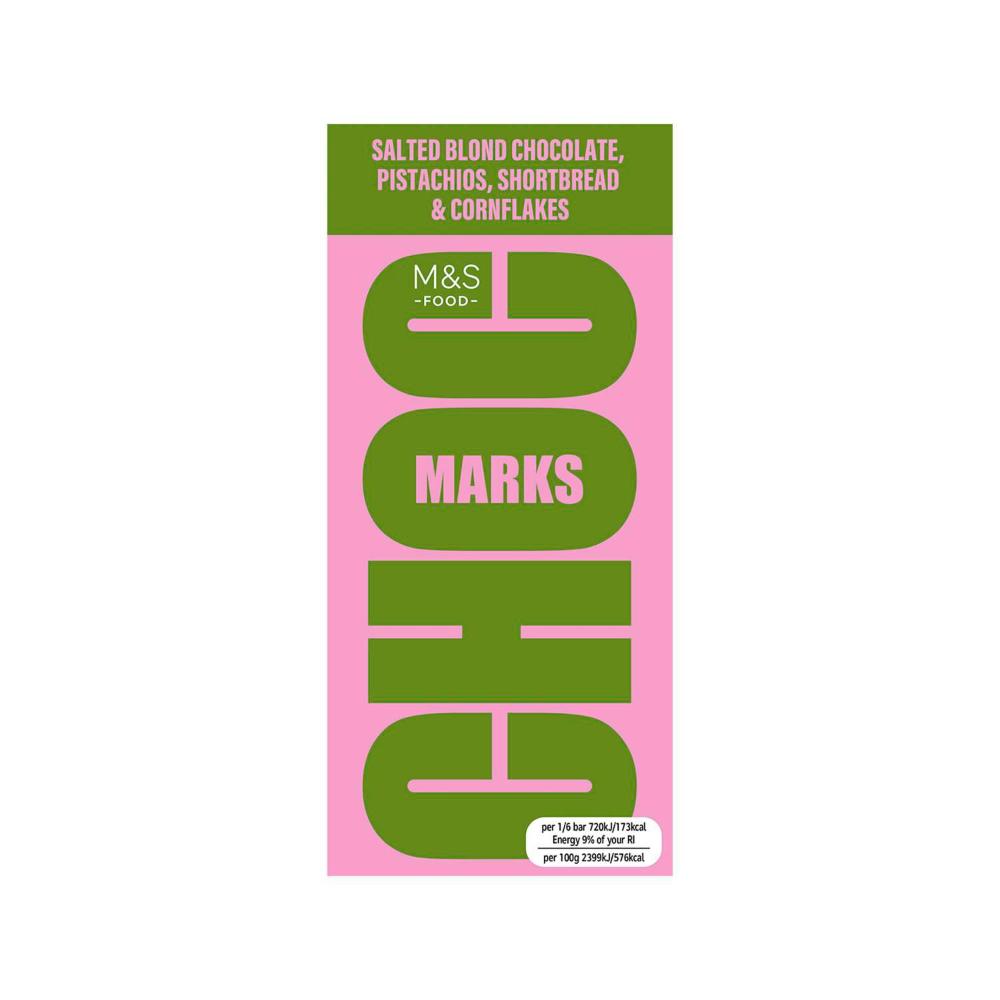 Buy M&S Choc Marks Blond Chocolate And Pistachio Bar 180g | Coles