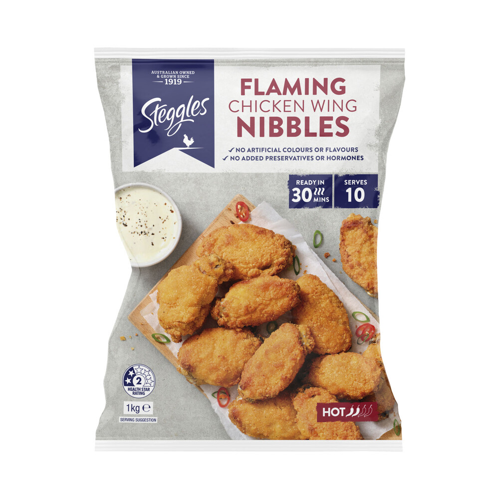 Buy Steggles Frozen Flaming Chicken Wing Nibbles 1kg | Coles