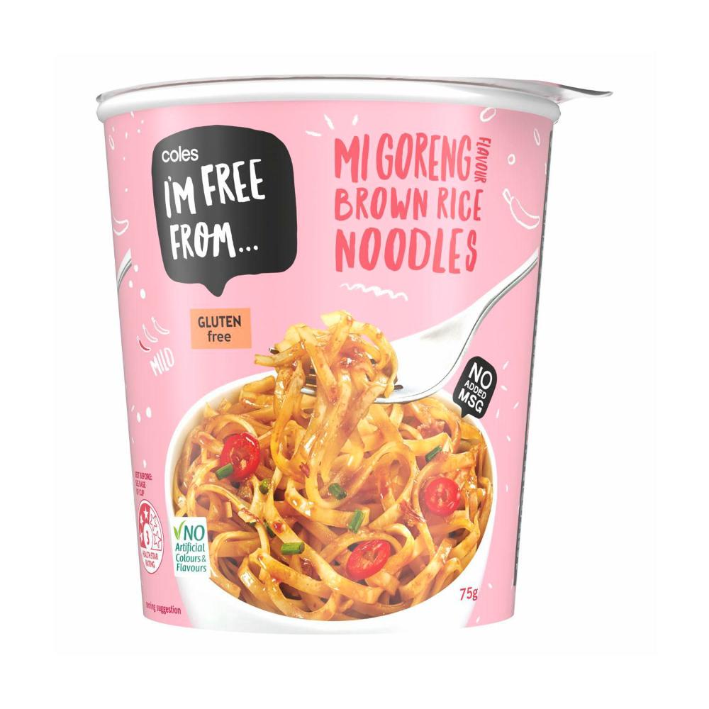 Buy Coles I'm Free From Gluten Brown Rice Noodle Cups Mi Goreng 75g | Coles