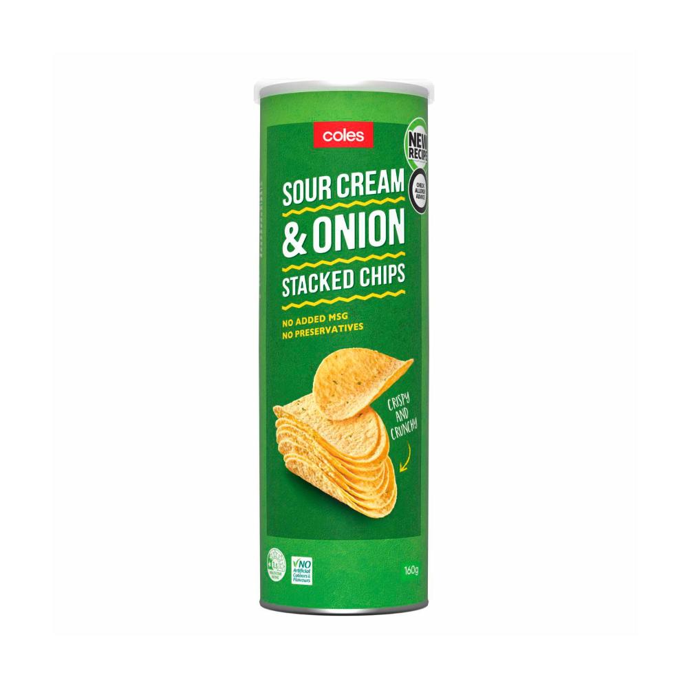 Buy Coles Stacked Chips Sour Cream & Onion 160g | Coles