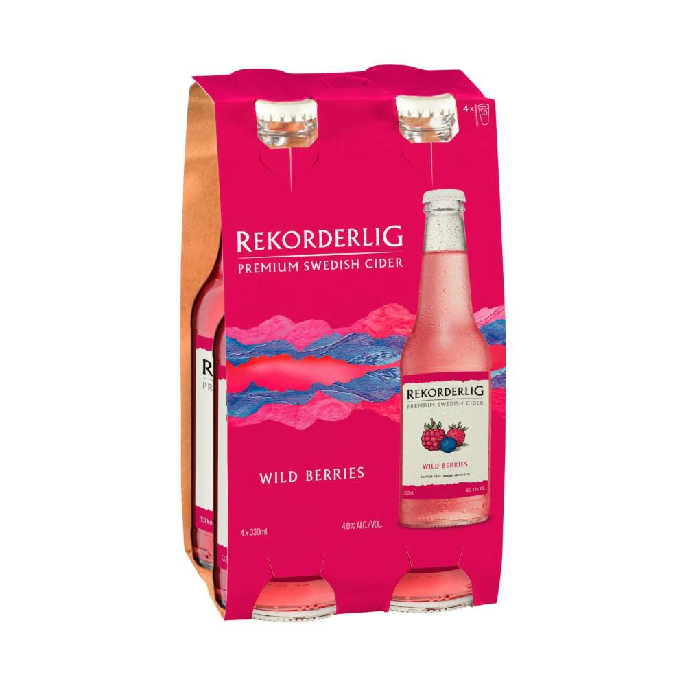 Buy Rekorderlig Wild Berries Cider Bottle 330mL 4 Pack | Coles