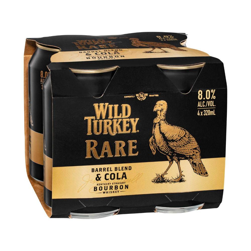 Buy Wild Turkey Rare & Cola Can 8% 320ml 4 Pack | Coles