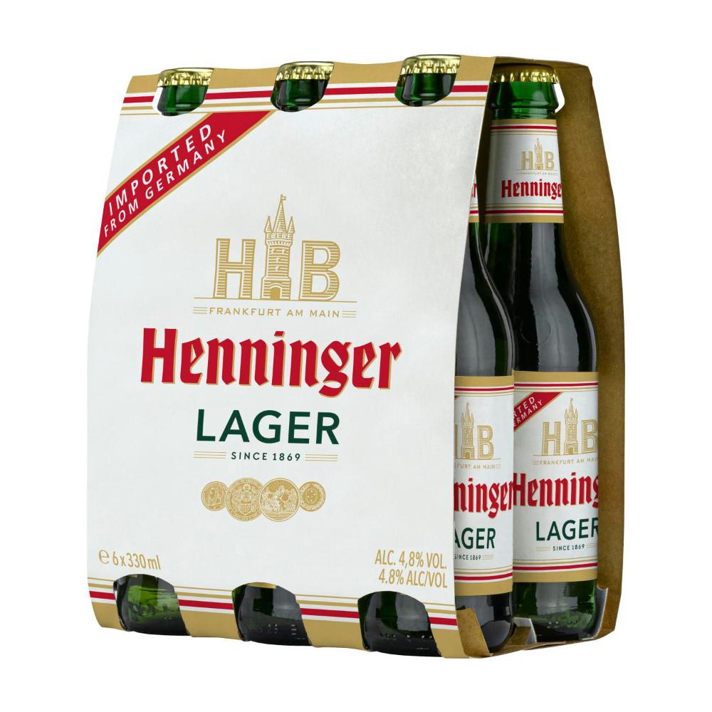 Buy Henninger Premium Lager Bottle 330ml 6 Pack | Coles