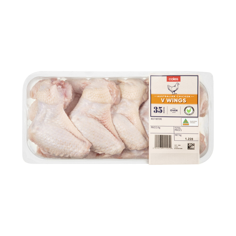Buy Coles RSPCA Approved Chicken V Wings approx. 1.1kg | Coles