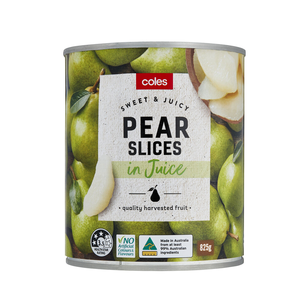 Buy Coles Australian Pear Slices In Juice 825g | Coles