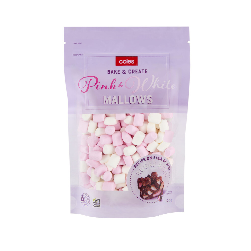 Buy Coles Mallows Pink & White 100g | Coles