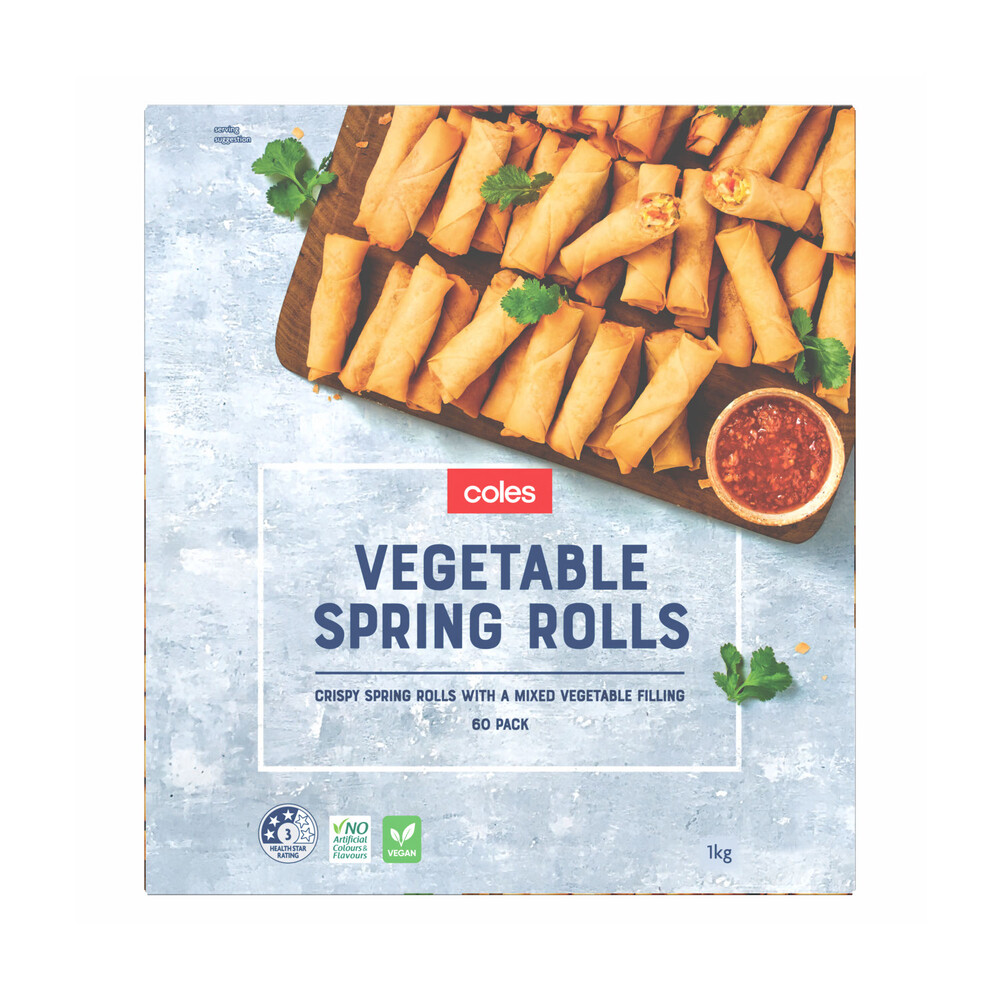 Buy Coles Vegetable Cocktail Spring Rolls 60 Pack 1kg | Coles