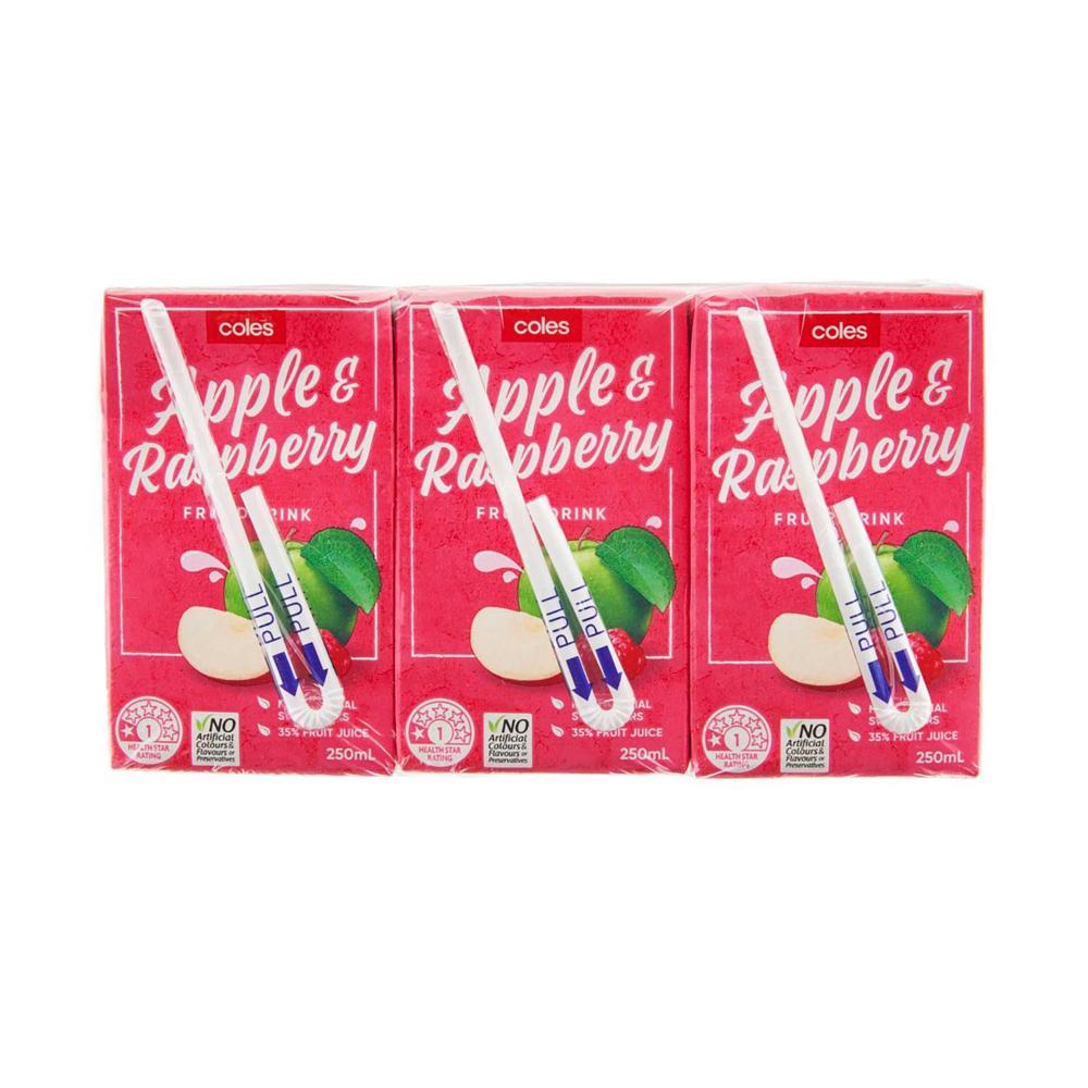 Buy Coles Apple & Raspberry Fruit Drink Multipack 250mL 6 pack | Coles