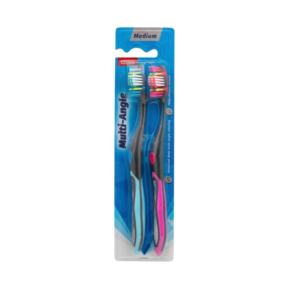 Buy Coles Multi Angle Medium Toothbrush 2 pack | Coles