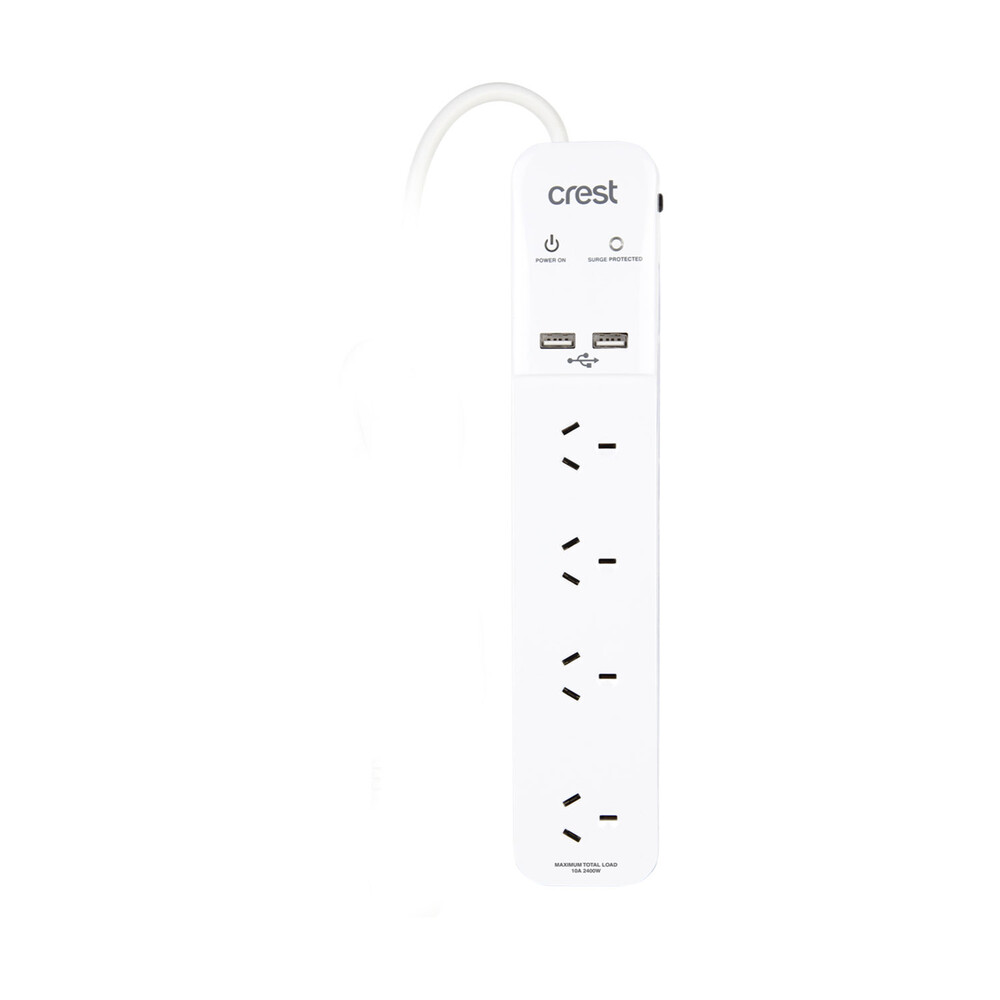 Buy Crest Power Board 4 Socket 2 USB 1.2m 1 each | Coles