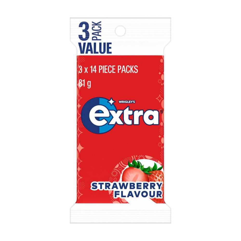 Buy Extra Strawberry Sugar Free Chewing Gum 3x27g 81g | Coles