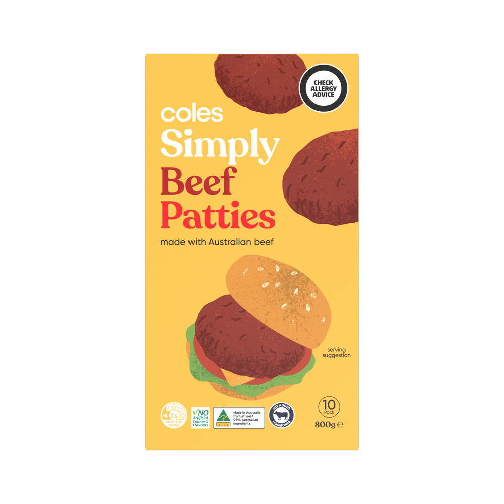 Buy Coles Simply Australian Beef Burgers 800g | Coles