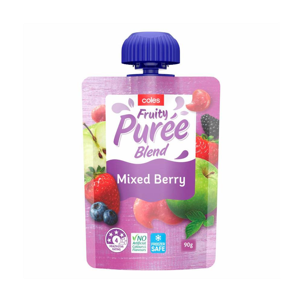 Buy Coles Fruit Puree Mixed Berry 90g | Coles