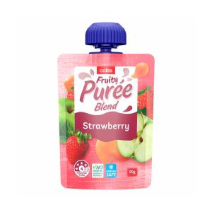 Buy Coles Strawberry Fruit Puree Blend Pouch 90g | Coles