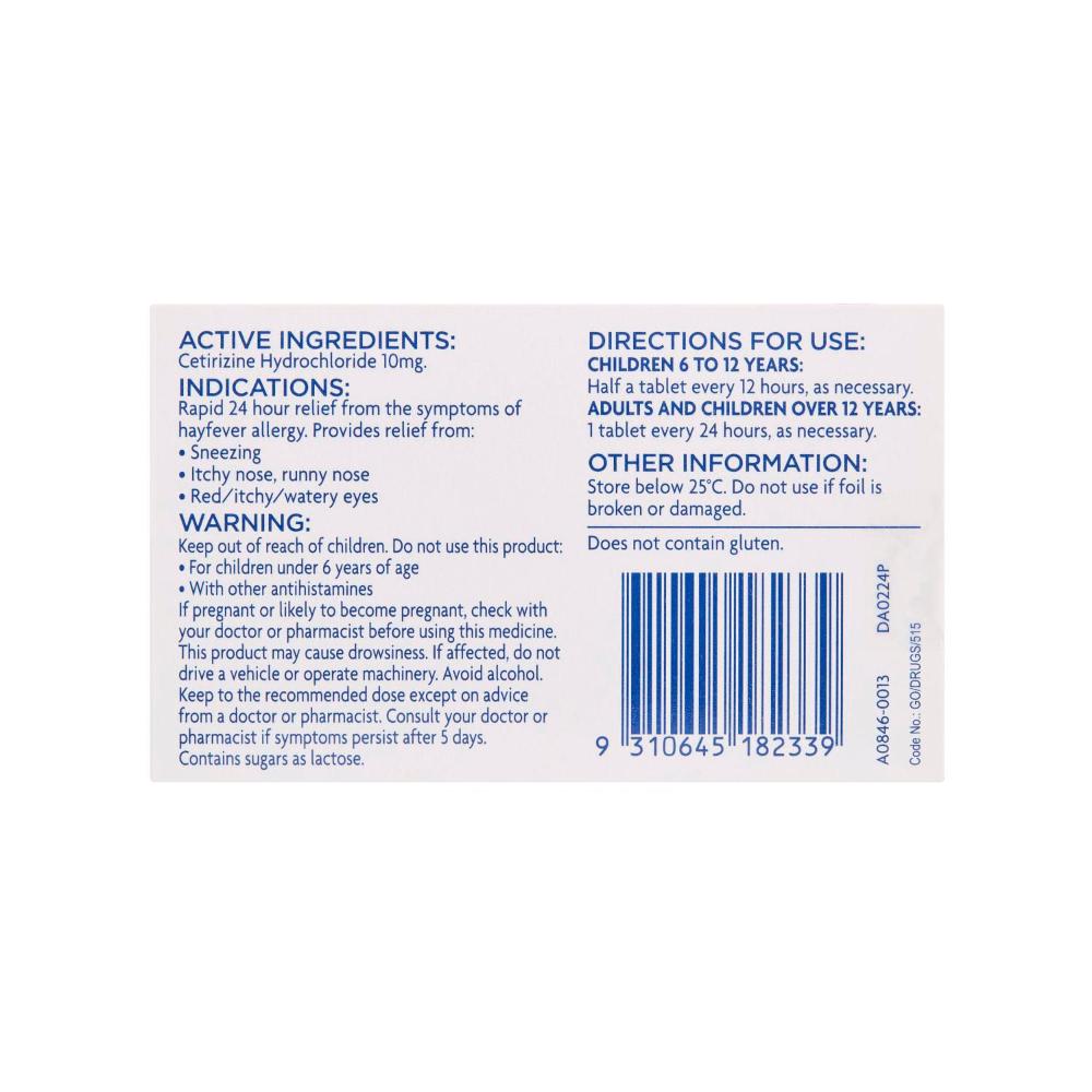 Buy Coles Cetirizine Rapid 10mg Tablets 10 pack | Coles
