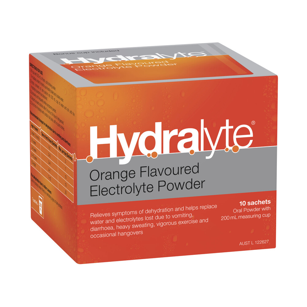 Buy Hydralyte Electrolyte Powder Orange Flavour 10 pack | Coles