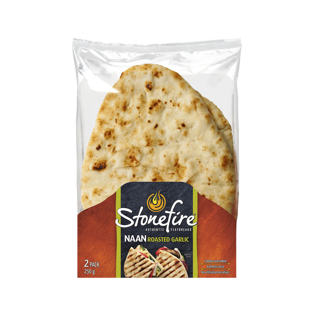 Buy Stonefire Roasted Garlic Naan 2 Pack 250g | Coles