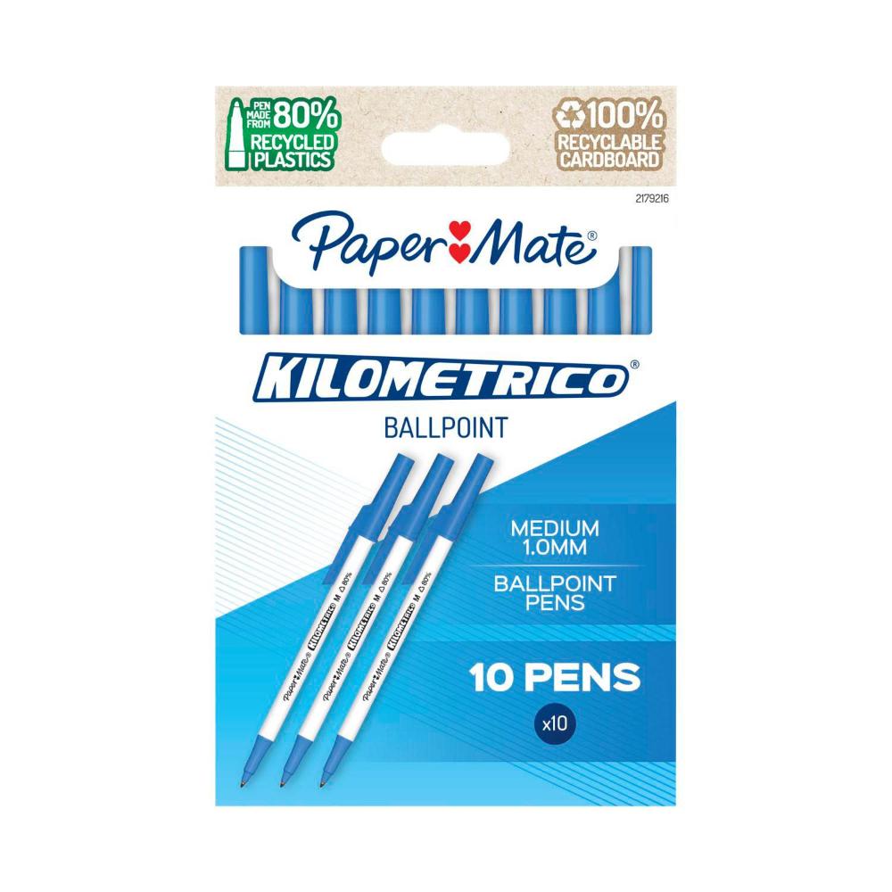 Buy Paper Mate Kilometrico Pens Blue 10 pack | Coles