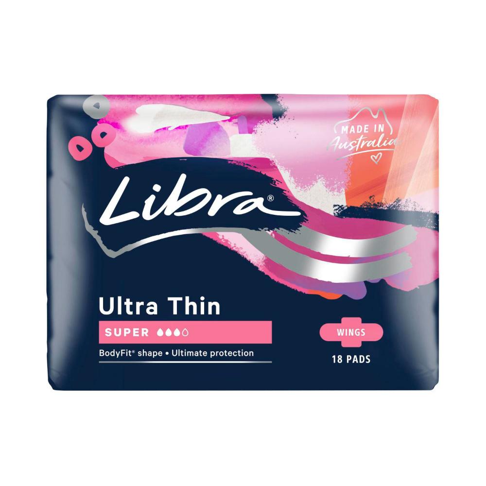 Buy Libra Ultra Thin Super Pads With Wings 18 pack | Coles