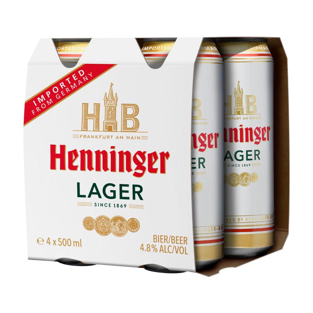 Buy Henninger Lager Can 500ml 4 Pack | Coles