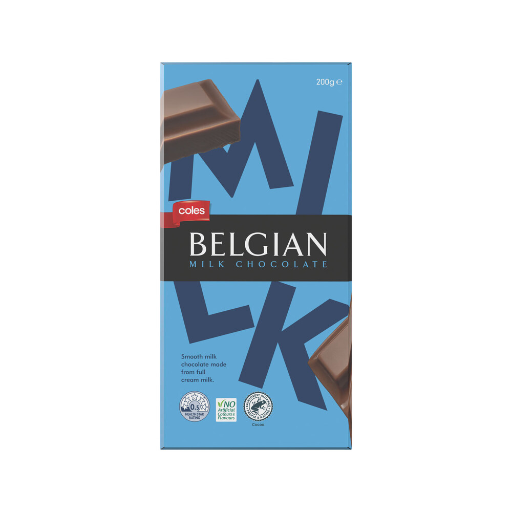 Buy Coles Belgian Milk Chocolate Block 200g | Coles