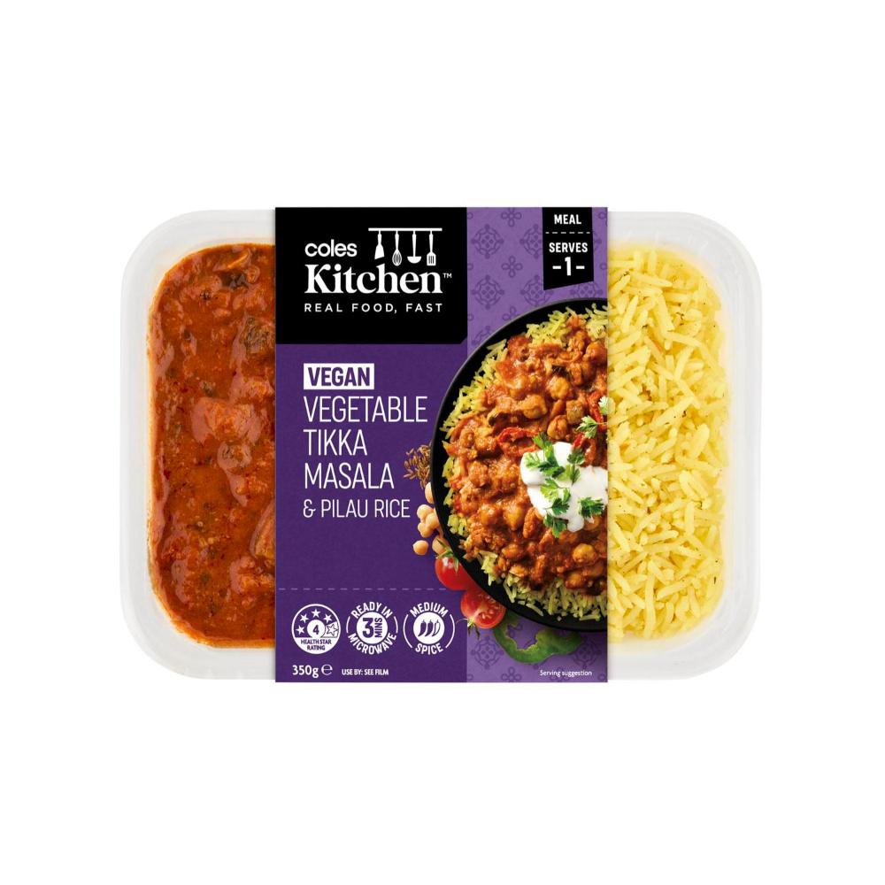 Buy Coles Kitchen Vegan Vegetable Tikka Masala & Rice 350g | Coles