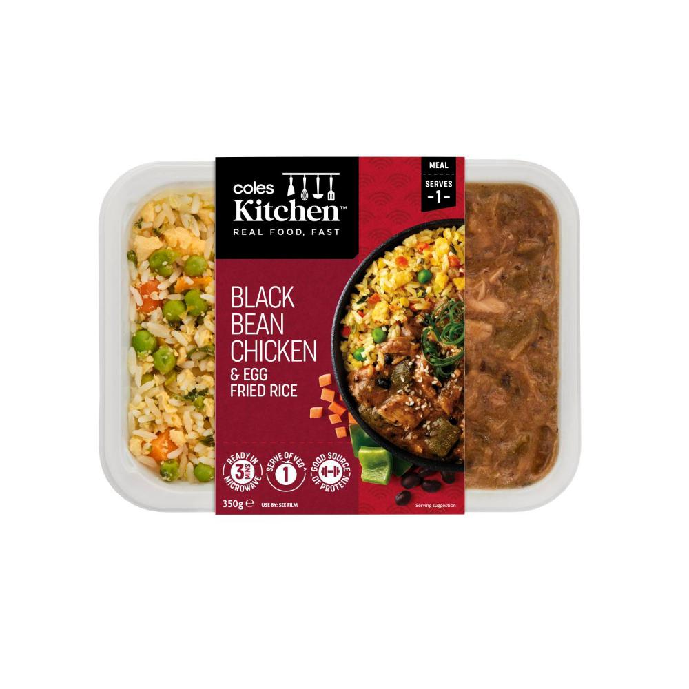 Buy Coles Kitchen Black Bean Chicken And Egg Fried Rice 350g | Coles