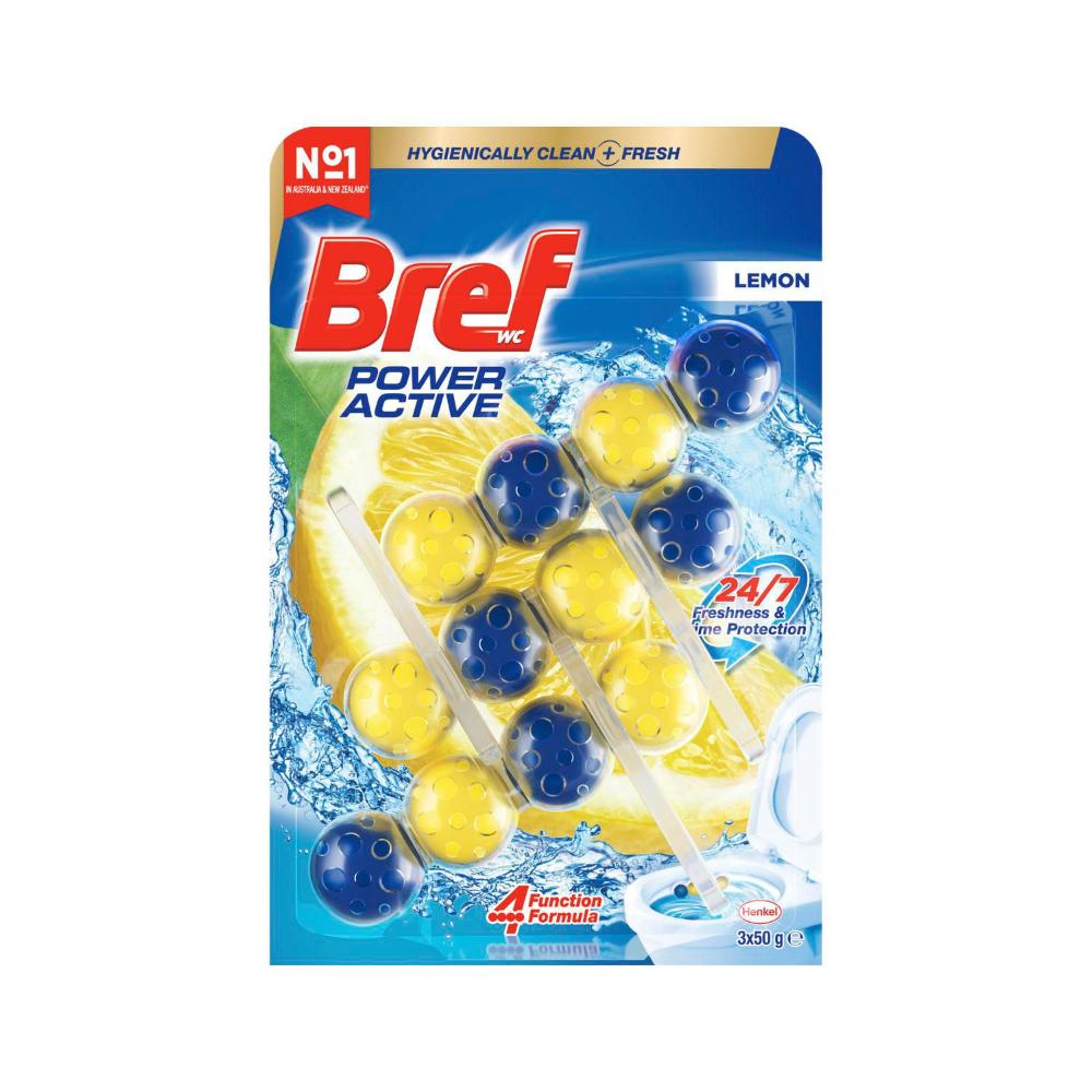 Buy Bref Power Active Toilet Cleaner Rim Block Lemon 50x3 Pack 150g | Coles