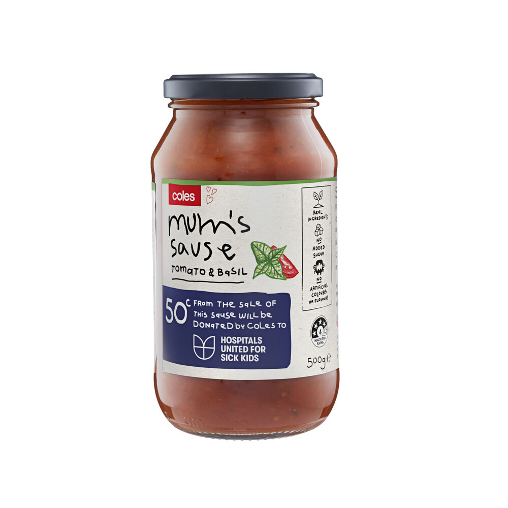Buy Coles Mum's Sause Tomato & Basil 500g | Coles