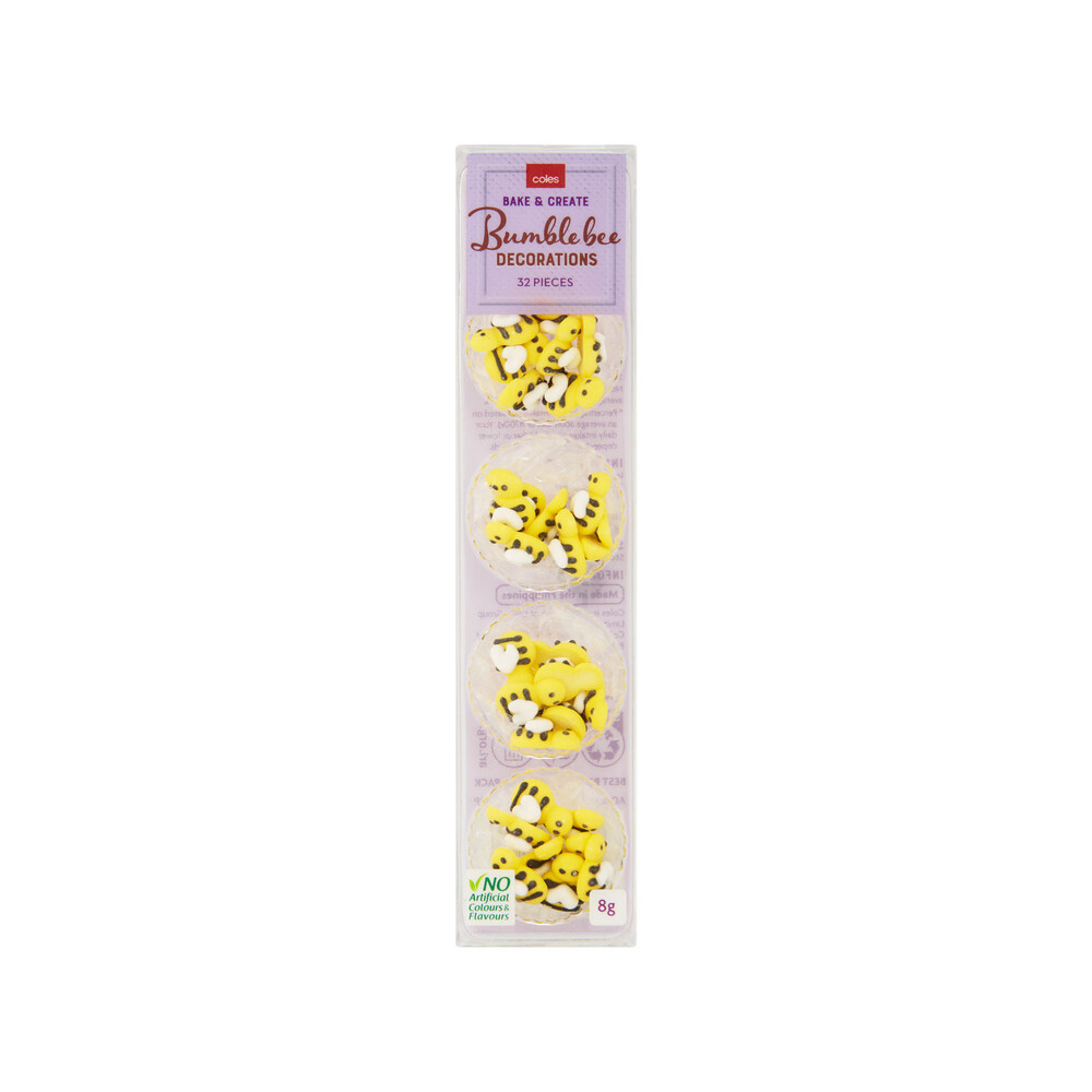 Buy Coles Bake & Create Bumble Bee Decorations 8g 32 pack | Coles
