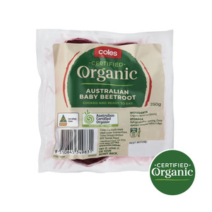 Calories in Coles Prepacked Organic Beetroot calcount