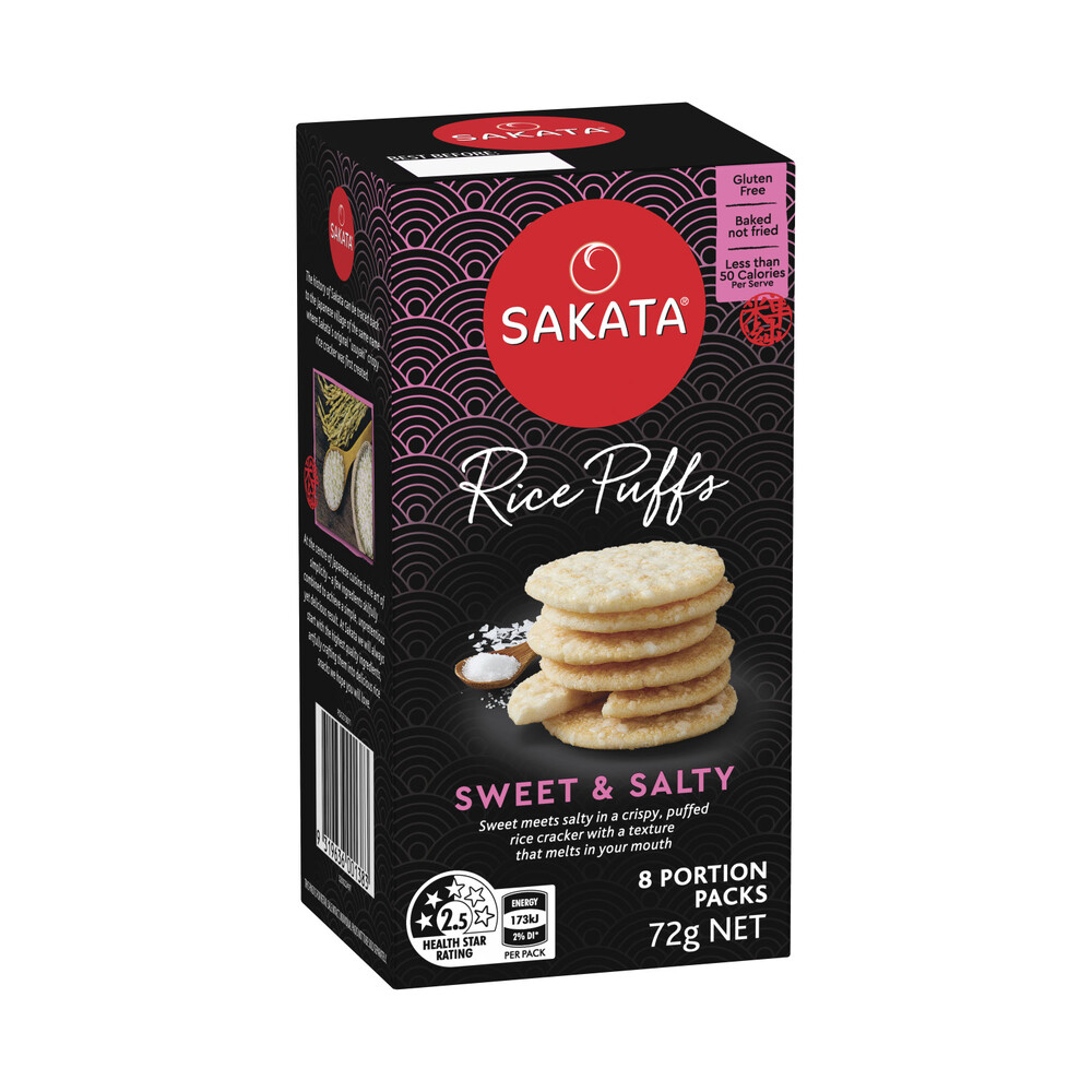 Buy Sakata Sweet & Salty Rice Puffs Crackers 72g | Coles