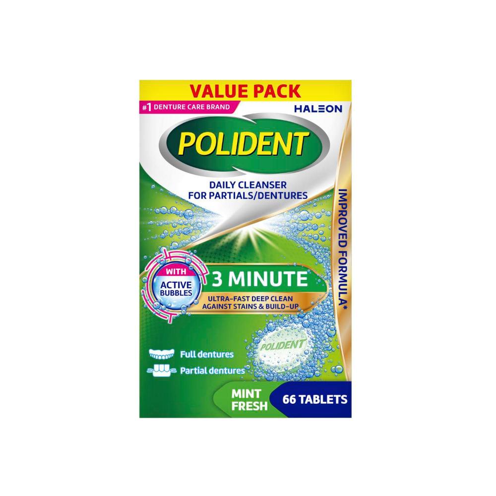 Buy Polident 3 Minute Daily Cleanser For Dentures And Partials 66 pack ...