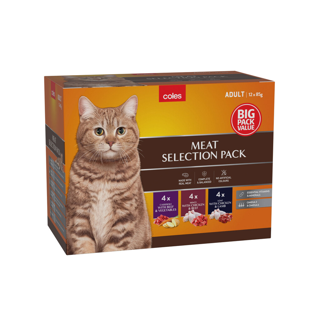 Buy Coles Meat Variety Cat Food Pouch 12x85g 12 pack | Coles