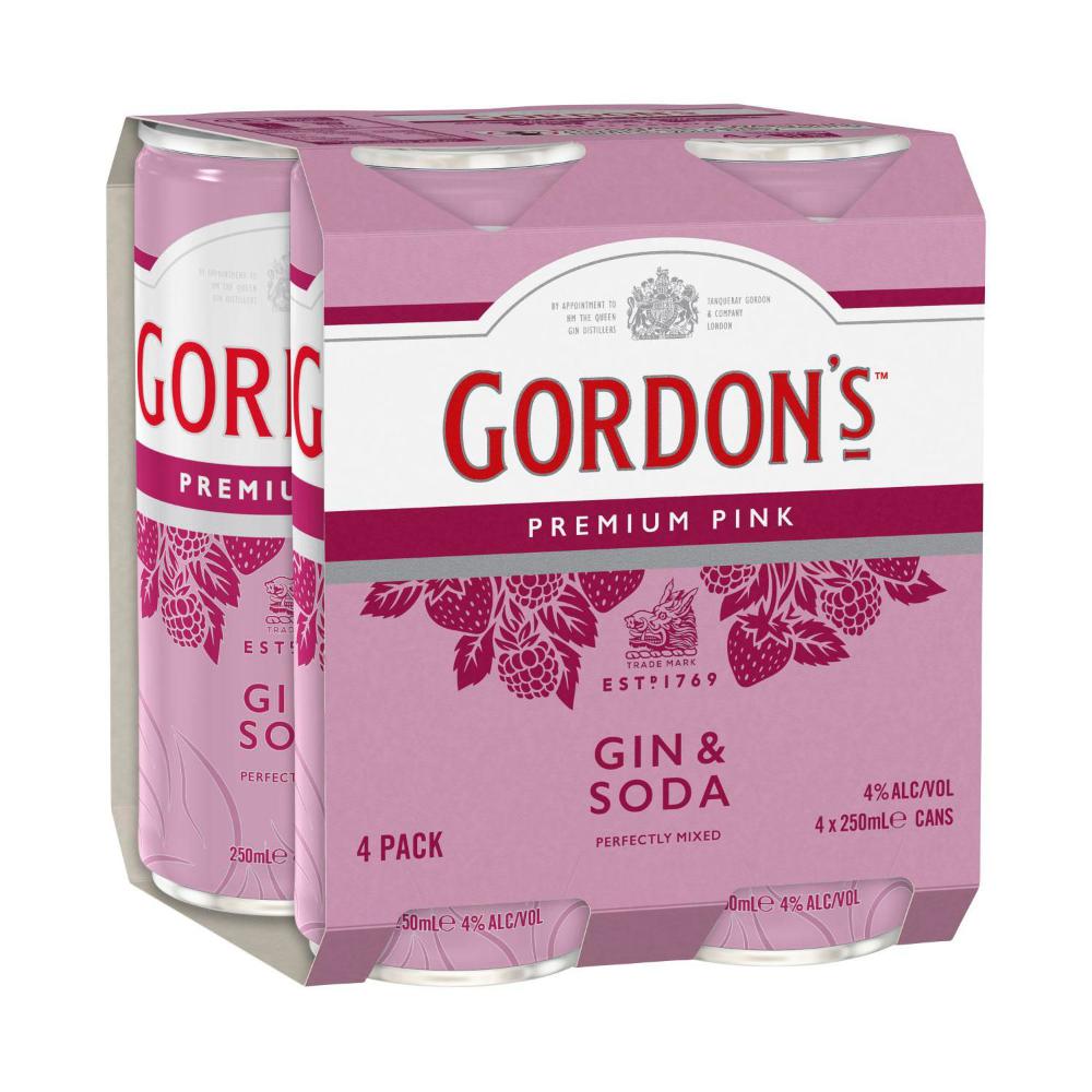 Buy Gordons Pink & Soda Can 250ml 4 Pack | Coles