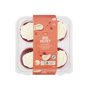 Buy Coles Cupcakes Red Velvet 4 Pack 288g | Coles
