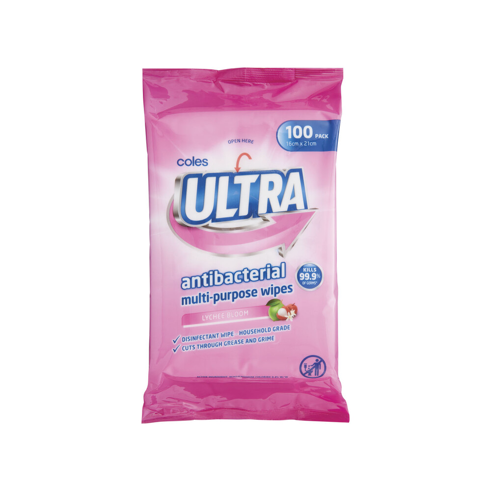Buy Coles Ultra Multipurpose Wipes Lychee Bloom 100 pack | Coles