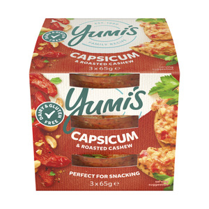Buy Yumi's Mini Roasted Capsicum & Cashew Dip 3 Pack 195g | Coles