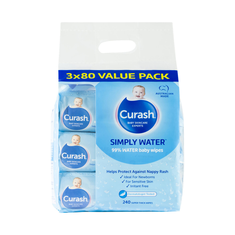 Buy Curash Simply Water Sensitive Skin Baby Wipes 240 pack Coles