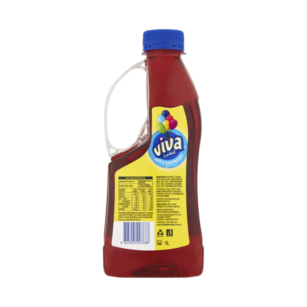 Buy Viva Cordial Apple Raspberry 1L | Coles