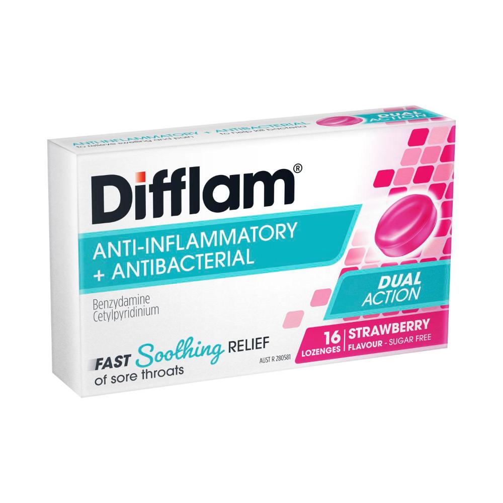 Buy Difflam Strawberry Flavour Regular Lozenges 16 pack | Coles
