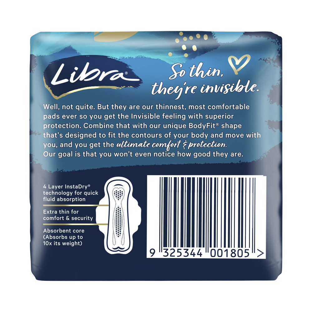 Buy Libra Invisible Pads Regular Wing 12 pack | Coles