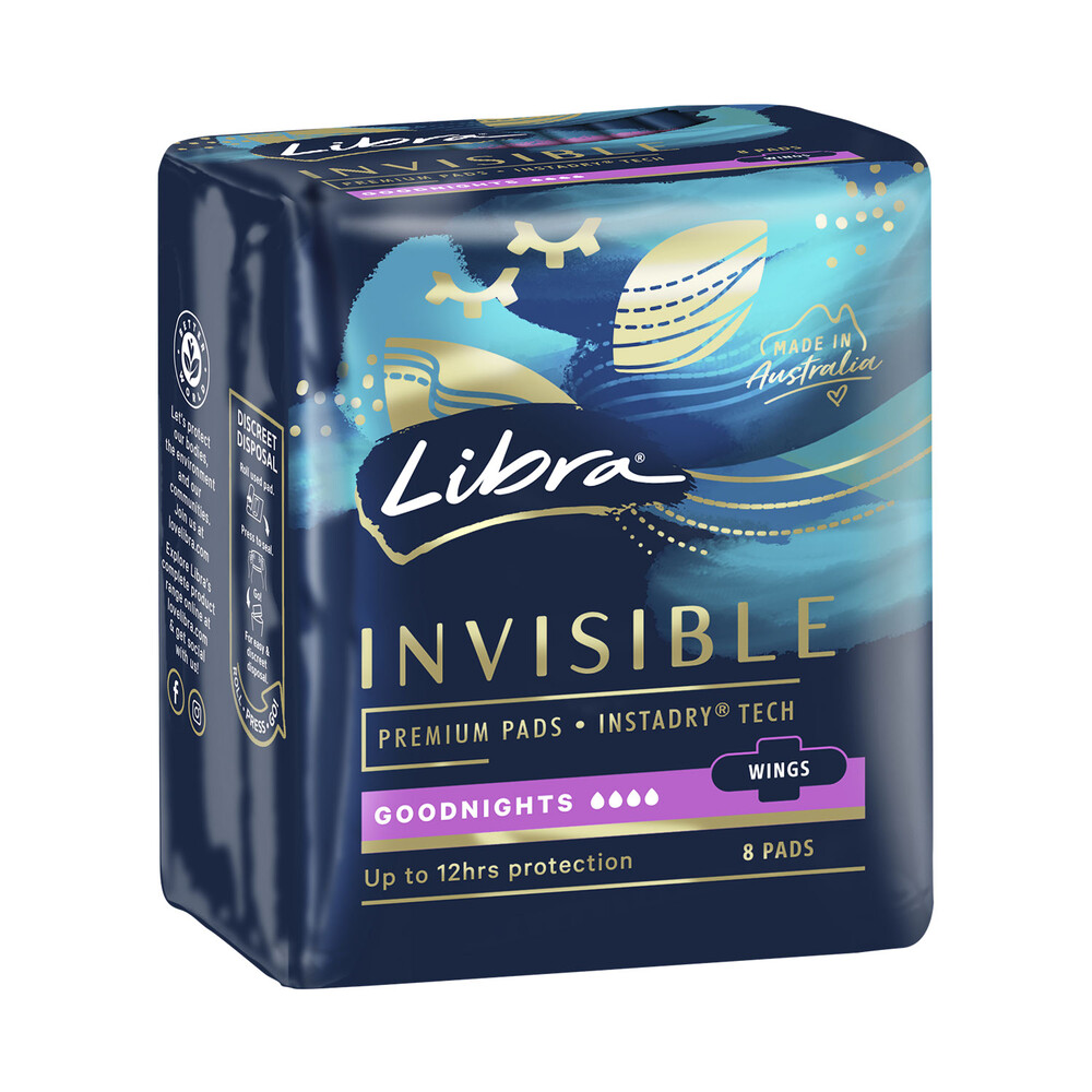 Buy Libra Invisible Pads Goodnight 8 pack | Coles