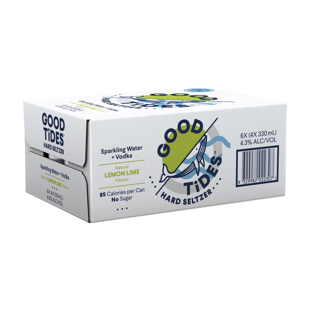 Buy Good Tides Hard Seltzer Lemon & Lime Vodka 330mL 24 pack | Coles