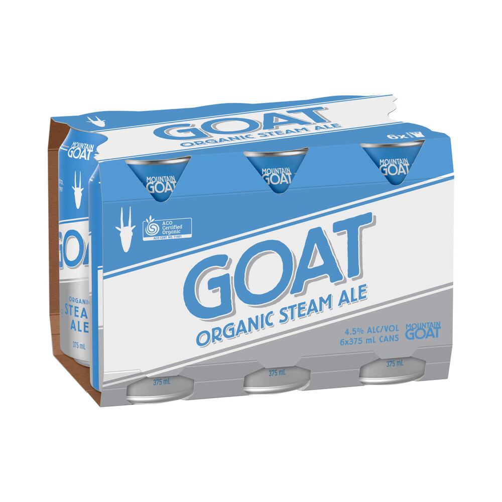 Buy Mountain Goat Organic Steam Ale Can 375mL 6 Pack | Coles