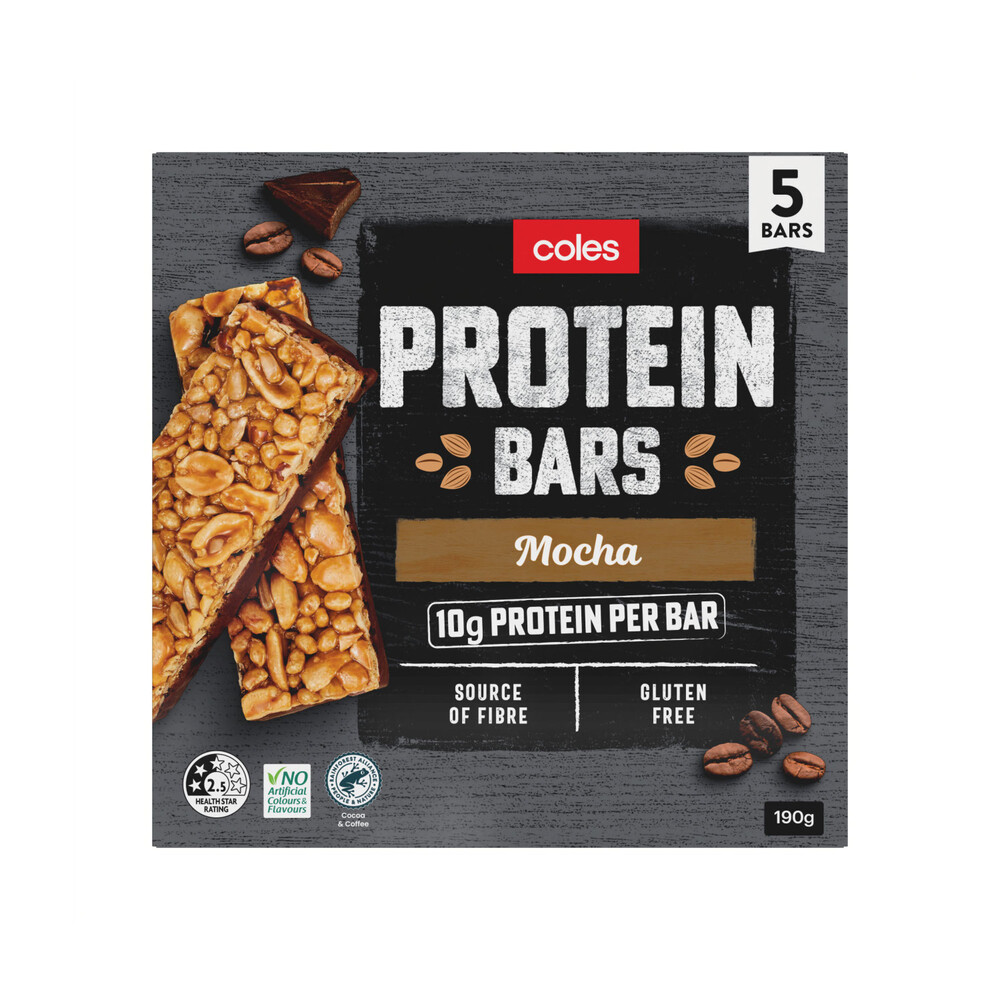 Buy Coles Mocha Protein Bars 5 Pack 190g | Coles