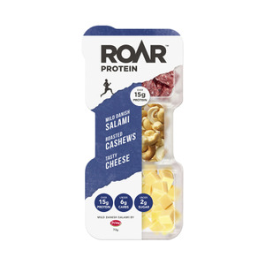 Calories in Roar Protein Mild Danish Salami, Roasted Cashews & Cheese ...