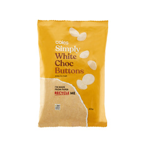 Buy Coles Simply White Compound Choc Buttons 375g | Coles